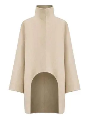 Alaïa ALAÏA Asymmetrical Cashmere Coat Cream