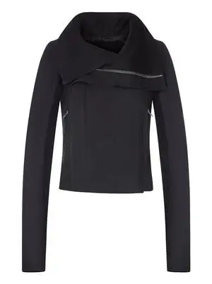 Rick Owens Biker Jacket With Wide Wrap Collar - Black