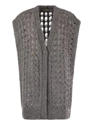 Herno Long Sleeveless Cardigan - Gray