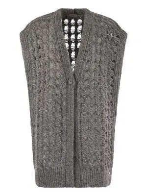 Herno Long Sleeveless Cardigan - Gray