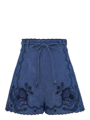Zimmermann Aster Denim Shorts - Multicolor