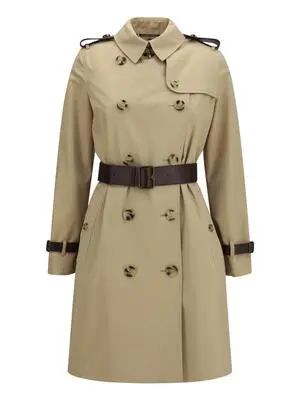 Burberry Kensington Midi Leather Trench - Cream