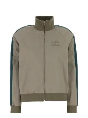 Miu Miu Cotton Zip-up Sweatshirt With Logo - Brown