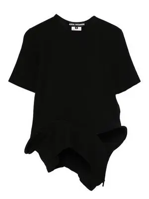 Junya Watanabe Short Sleeve Round Neck Cut Out T-shirt - Black
