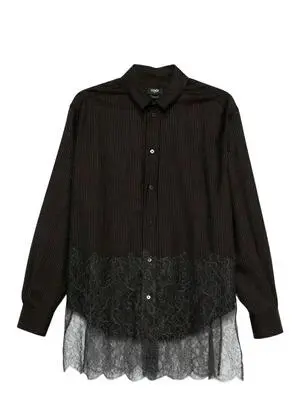 Fendi Wool Shirt With Stripes And Lace - Multicolor