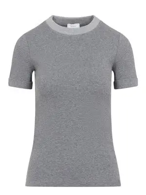 Peserico Ribbed Cotton T-shirt - Gray