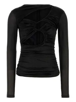 Isabel Marant Étoile ISABEL MARANT Stretch Silk Blend Rose Top Black