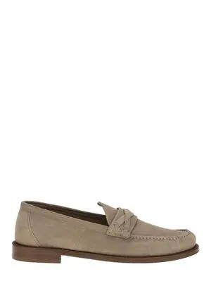 Brunello Cucinelli Suede Loafers - Cream