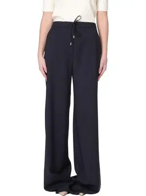 Max Mara Virgin Wool Drawstring Trousers - Blue