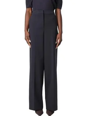 Max Mara Solid Stretch Wide Leg Trousers - Blue