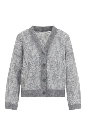 Peserico PESERICO Wool-Blend Sequined Cardigan Gray
