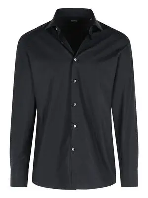 Zegna Zegna 'Trofeo' Dark Blue Cotton Shirt Men Blue