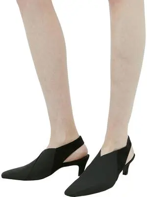 TOTEME Mid Heel Elastic Slingback Pumps - Black
