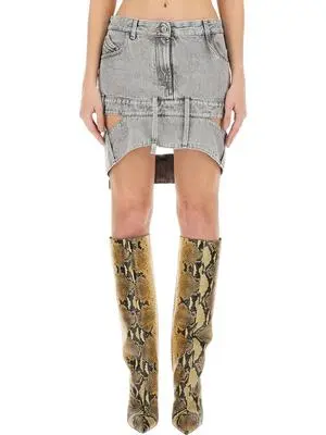 Attico THE ATTICO Cotton Denim Skirt Gray