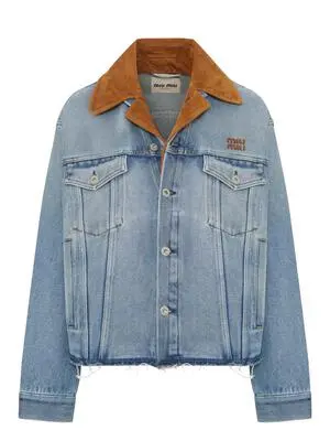 Miu Miu Washed Denim And Suede Blouson - Multicolor