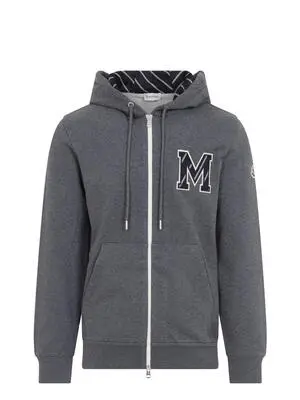 Moncler Cotton Zip-up Hooded Sweatshirt - Gray