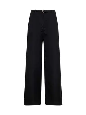 Max Mara Black Poplin Mstfarea Belted Trousers - Multicolor