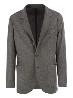 Brunello Cucinelli Brunello Cucinelli Men Cashmere Jersey Blazer With Patch Pockets Gray
