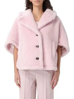 Max Mara Teddy Coat In Faux Fur - Pink