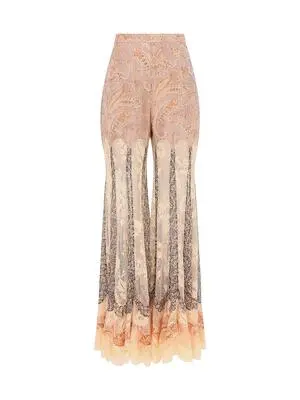 Zimmermann Valiant Panelled Flare Silk Trousers - Multicolor