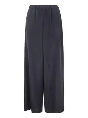 Max Mara Solid Stretch Silk Trousers - Black