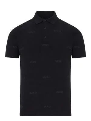 Gucci Jacquard Wool And Silk Polo - Black