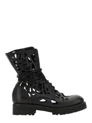 Guidi Ankle Boot With Cut Out Details - Black
