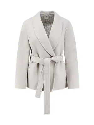 Dior Virgin Wool And Silk Coat With Belt - Multicolor