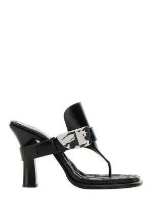 Burberry Leather Bay Thong Mules - Black