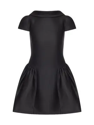 SELF-PORTRAIT Taffeta Mini Dress With Collar - Black