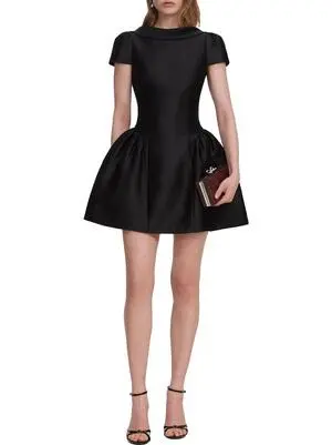 SELF-PORTRAIT Taffeta Mini Dress - Black