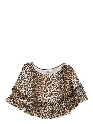 GANNI GANNI Leopard Print Nylon Mini Skirt Multicolor