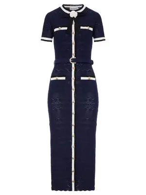 SELF-PORTRAIT Knit Midi Dress - Blue