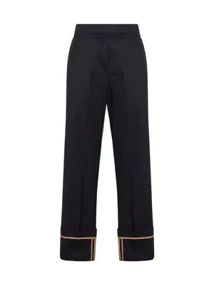Herno Blue Cotton Gabardine Trousers With Turn-up Hems - Multicolor