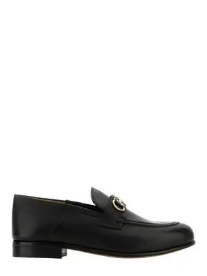 FERRAGAMO Leather Ottone Loafers - Black