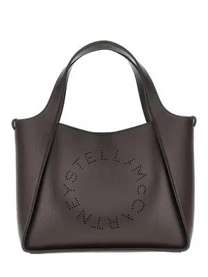 Stella McCartney STELLA MCCARTNEY Grained Vegan Leather Stella Logo Bag Brown