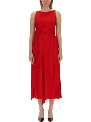 LANVIN Draped Knit Dress - Red