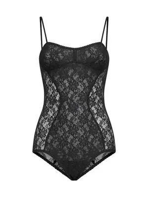 Attico Black Stretch Lace Bodysuit - Multicolor