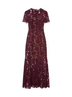 SELF-PORTRAIT Midi Lace Dress - Red