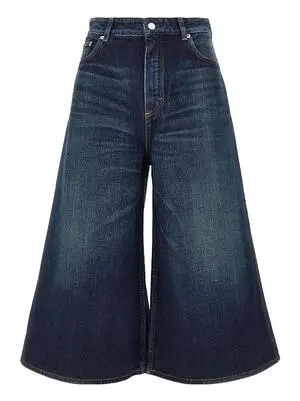 Alaïa Cotton Denim Palazzo Shorts - Blue