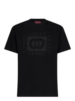 Gucci Black Cotton Jersey Printed T-shirt - Multicolor