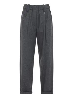 Brunello Cucinelli Wool Blend Flannel Pull-on Trousers - Gray