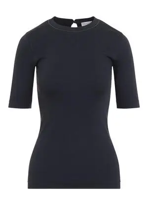 Brunello Cucinelli Ribbed Cotton T-shirt - Blue