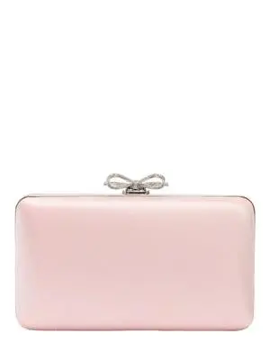 SELF-PORTRAIT Satin Clutch With Jewel Details - Pink