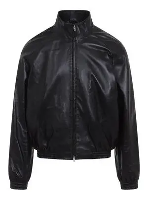 Acne Studios Leather Bomber Jacket - Black