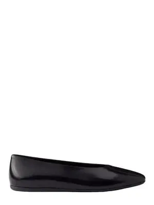 Prada Brushed Leather Ballerinas - Black