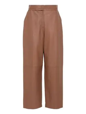 Fendi Leather Carrot-fit Trousers - Brown