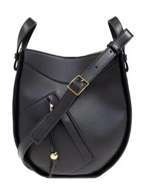 Loewe Hammock Slice Bag In Shiny Calfskin - Black