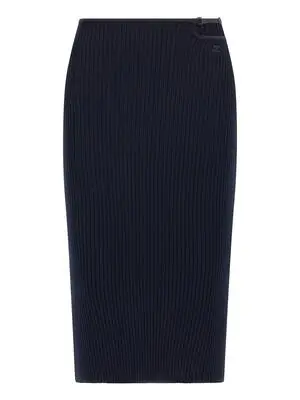 COURREGES Loop Rib Knit Midi Skirt - Blue
