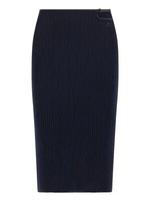 COURREGES Rib Knit Midi Skirt - Blue